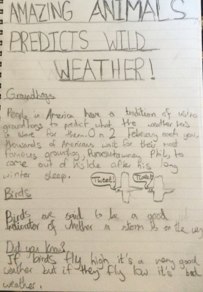 Weather Articles - years 5 and 6 - Pakeman Primary School