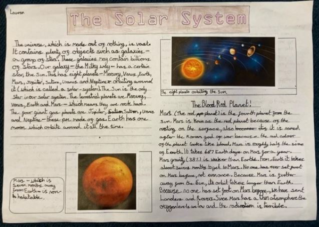 Year 5 and 6 write about The Solar System - Pakeman Primary School
