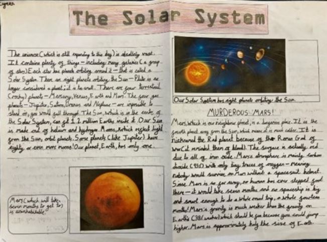 Year 5 and 6 write about The Solar System - Pakeman Primary School